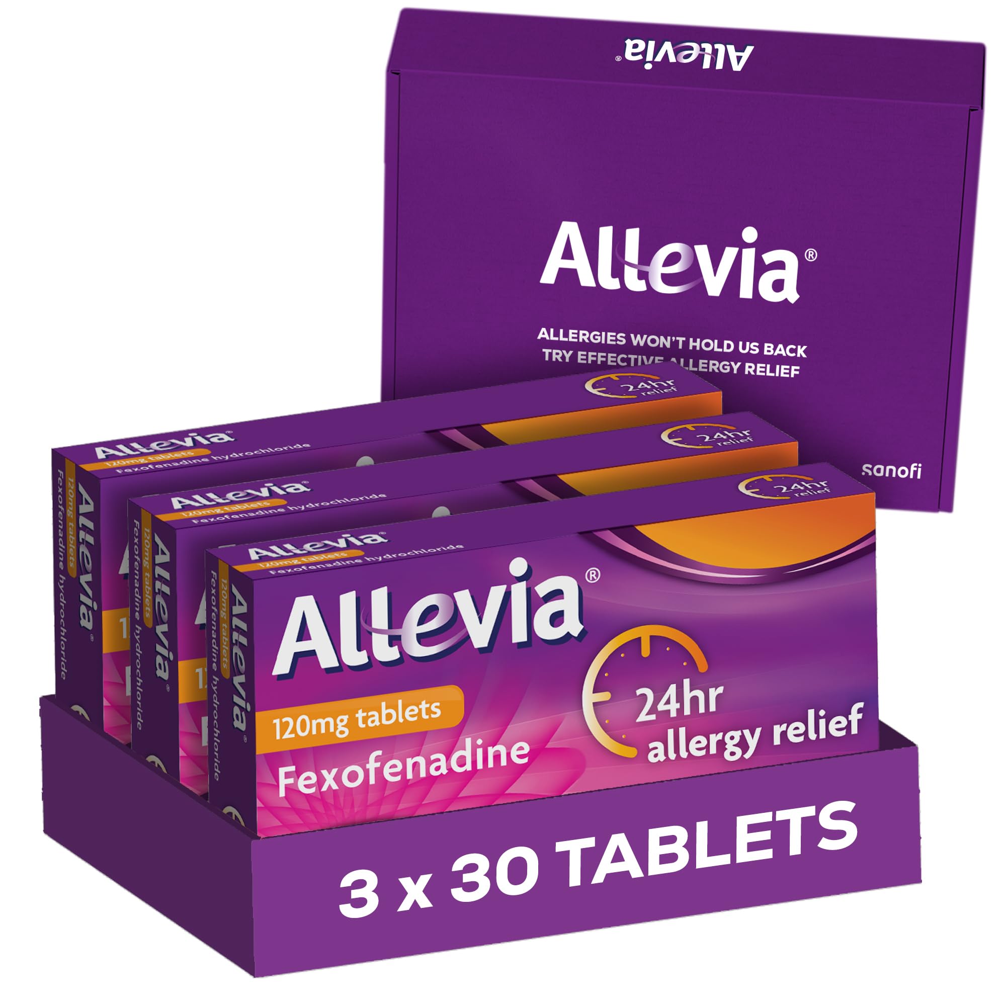 Allevia Allergy Tablets | Multipack 90 Tablets | 120mg Fexofenadine ...