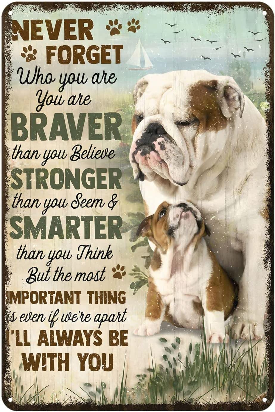 Amazon.com: English Bulldog Funny Metal Sign Never Forget That You are ...