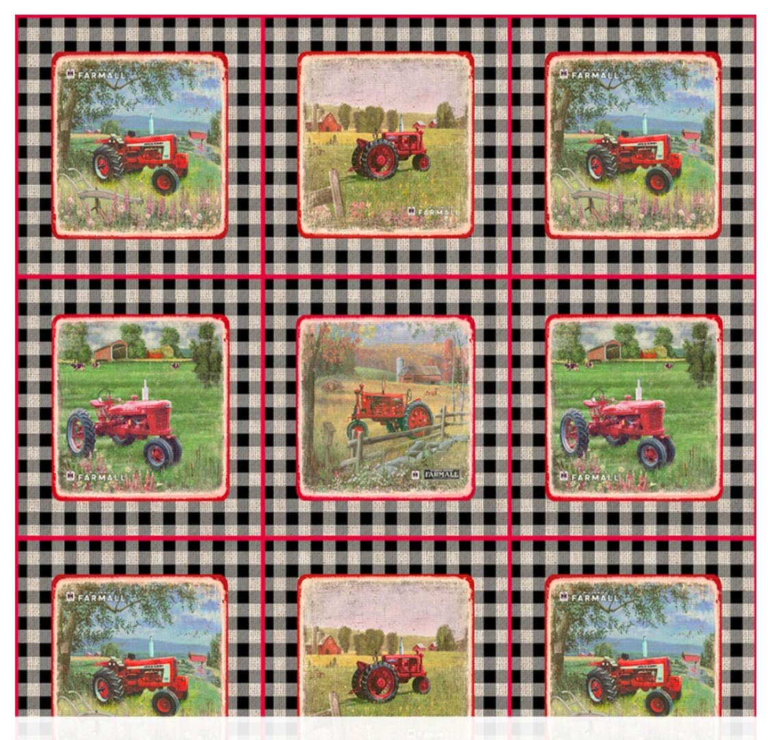 Gingham Patch Tractor Burlap Sweet Farmhouse Panel 24 X 43 | Desertcart ...