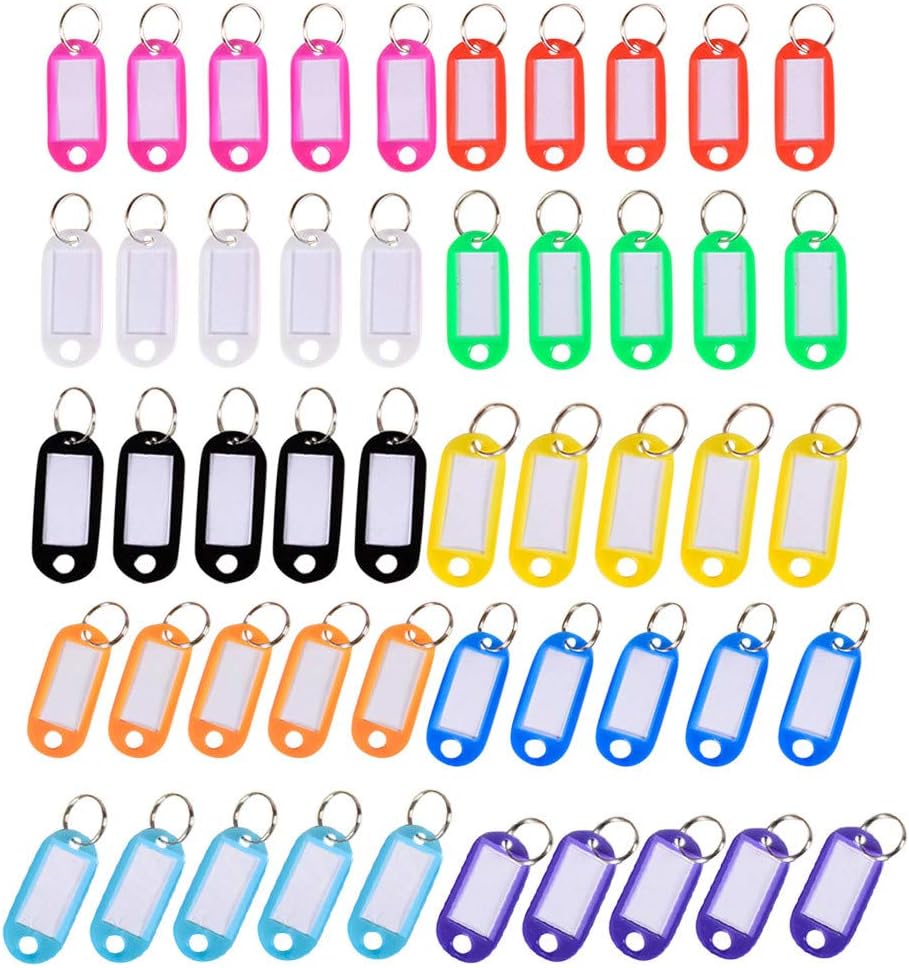 Amazon.com: Tags Rings Tags Key Name Plastic Key Pieces 50 Label Card ...