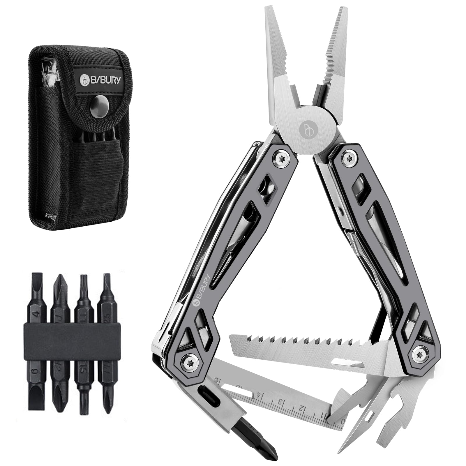 BIBURY Multitool Pliers, Titanium Plating 21 in 1 Multi-Purpose Pocket ...