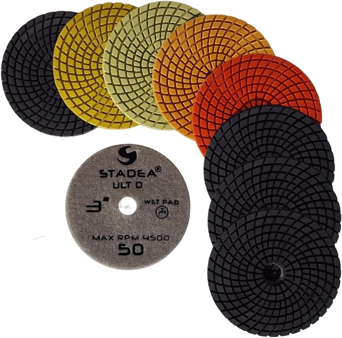 Stadea PPW188X 3" Diamond Granite Polishing Pads Set For Granite Quartz ...