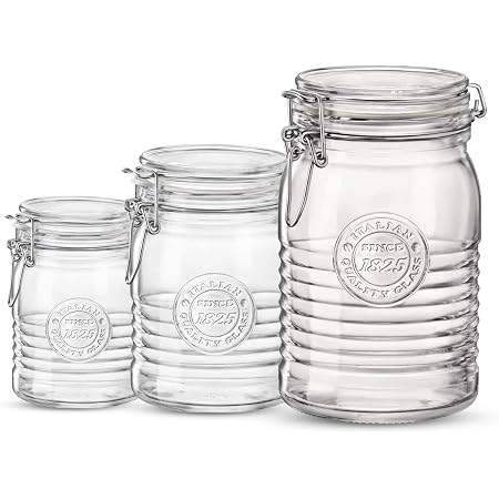 Bormioli Rocco Officina 1825 Variety Pack, Set Of 3 Glass Jars (33.75 ...