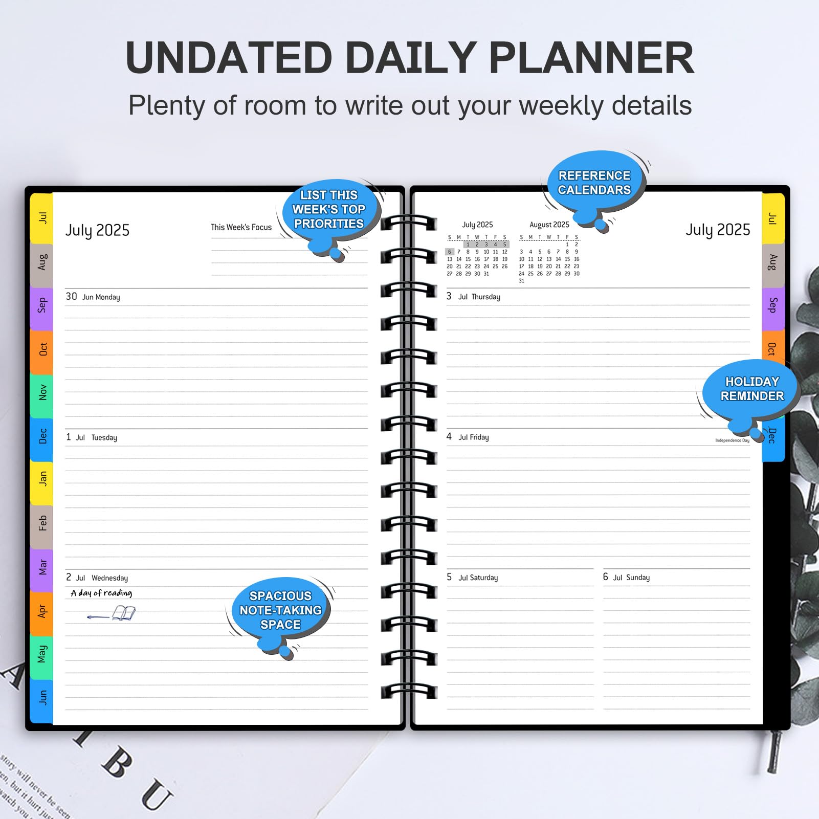 Snapklik.com : Daily Planner 2025-2026, July 2025 - December 2026, Yearly Monthly Weekly Daily ...
