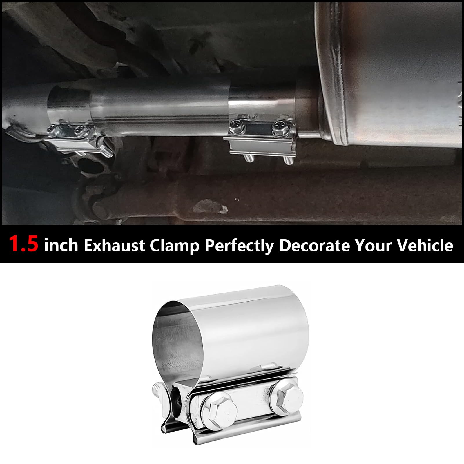 Snapklik.com : ELSHINE 1.5 Inch Exhaust Clamp15 Butt Joint Band Clamp ...
