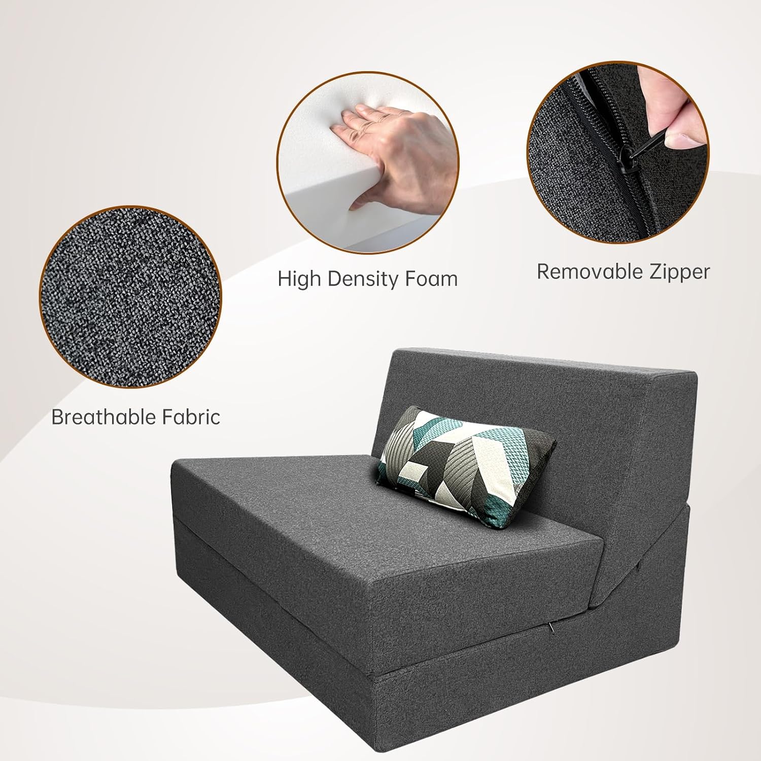 Sofá cama plegable de espuma viscoelástica con almohada, sillón ...