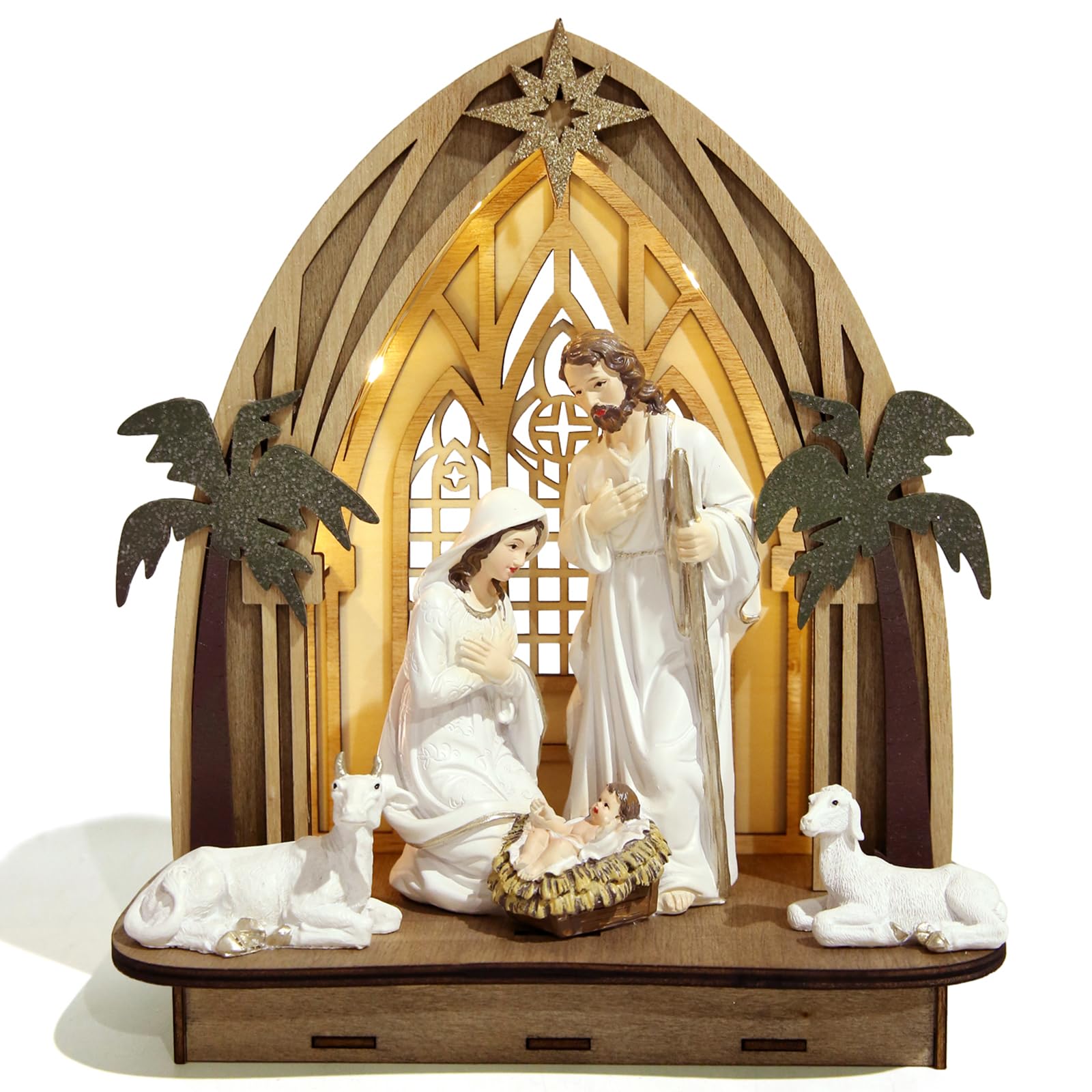 Amazon.com: Hodao 10“ Height Nativity Sets for Christmas Indoor ...