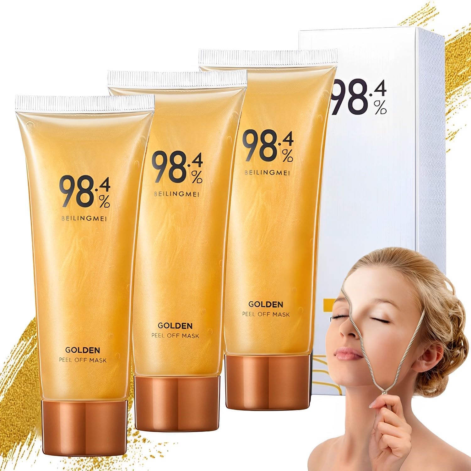 Amazon.com : YILIXI 98.4% Golden Peel Off Mask, Gold Foil Peel off ...