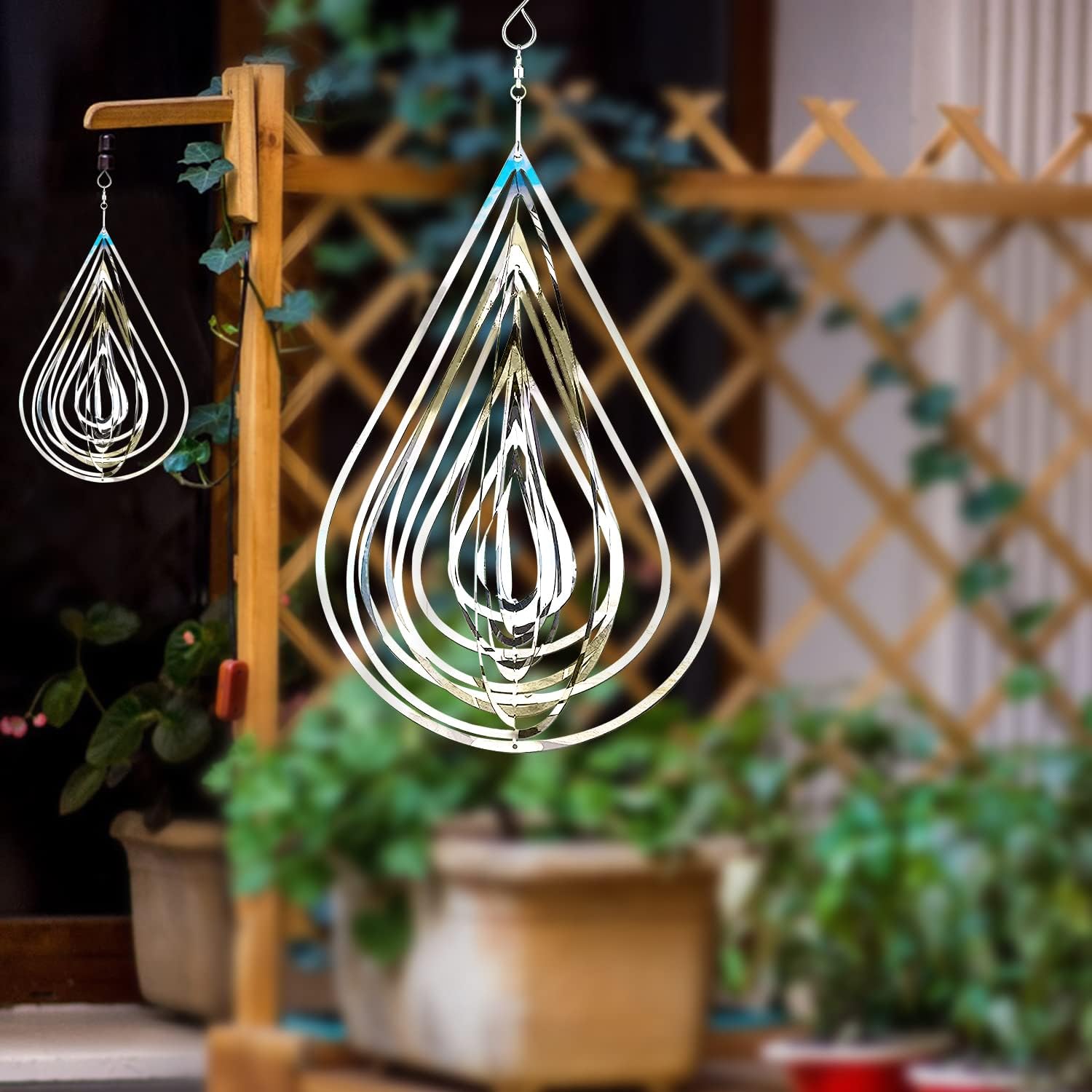 Amazon.com: Hanging Wind Spinner Outdoor Metal Decorations, Silver Wind ...