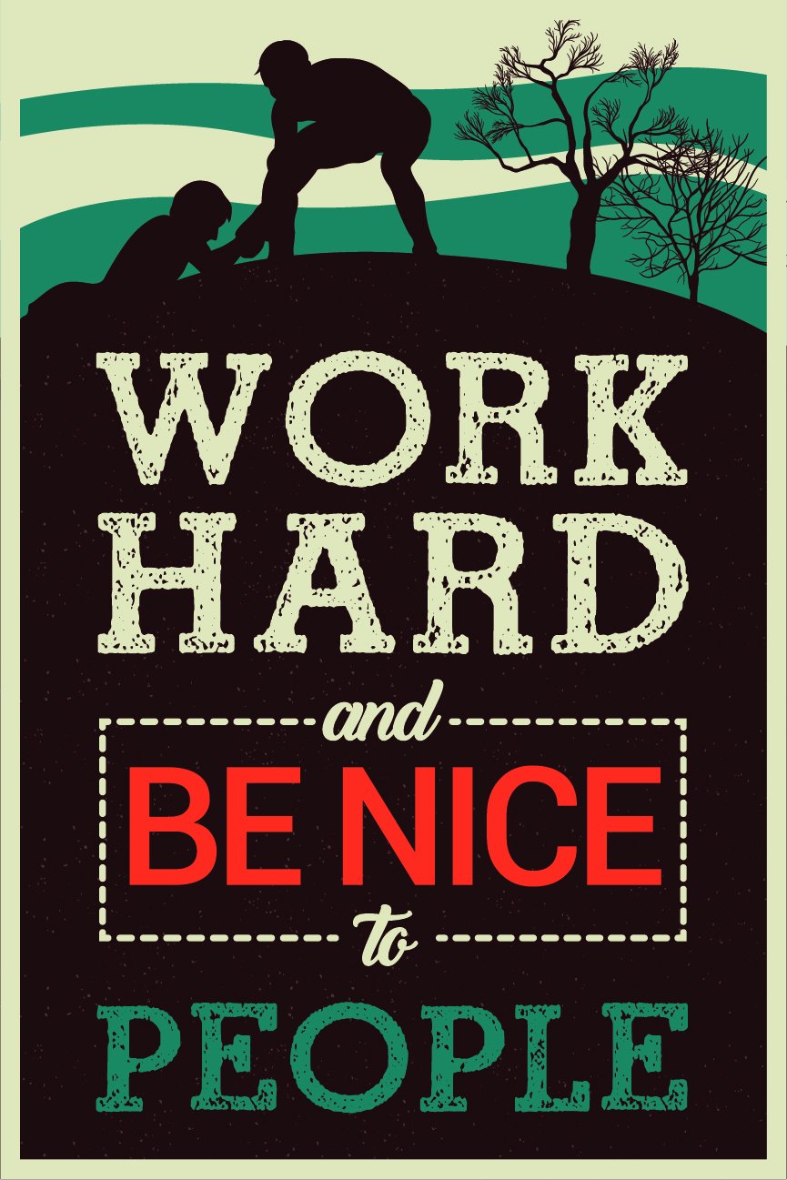 Keep Moving Forward Work Hard & Be Nice To People Poster - 18x12 Inch ...