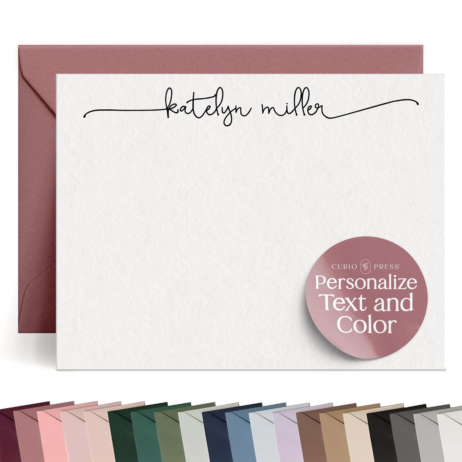 Amazon.com: Curio Press Personalized Stationery for Women Note Cards ...