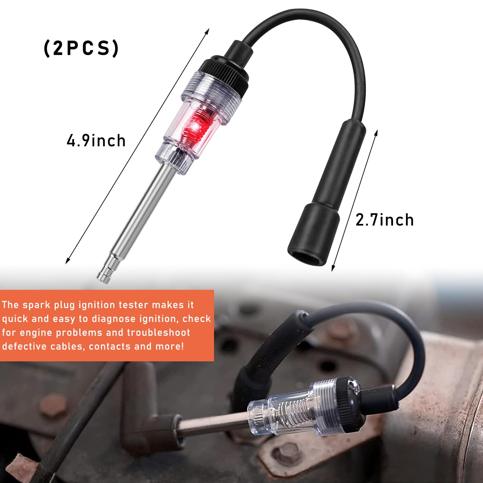 Inline Ignition Diagnostic Tool For Engines 2-PCS Inline Spark Plug ...