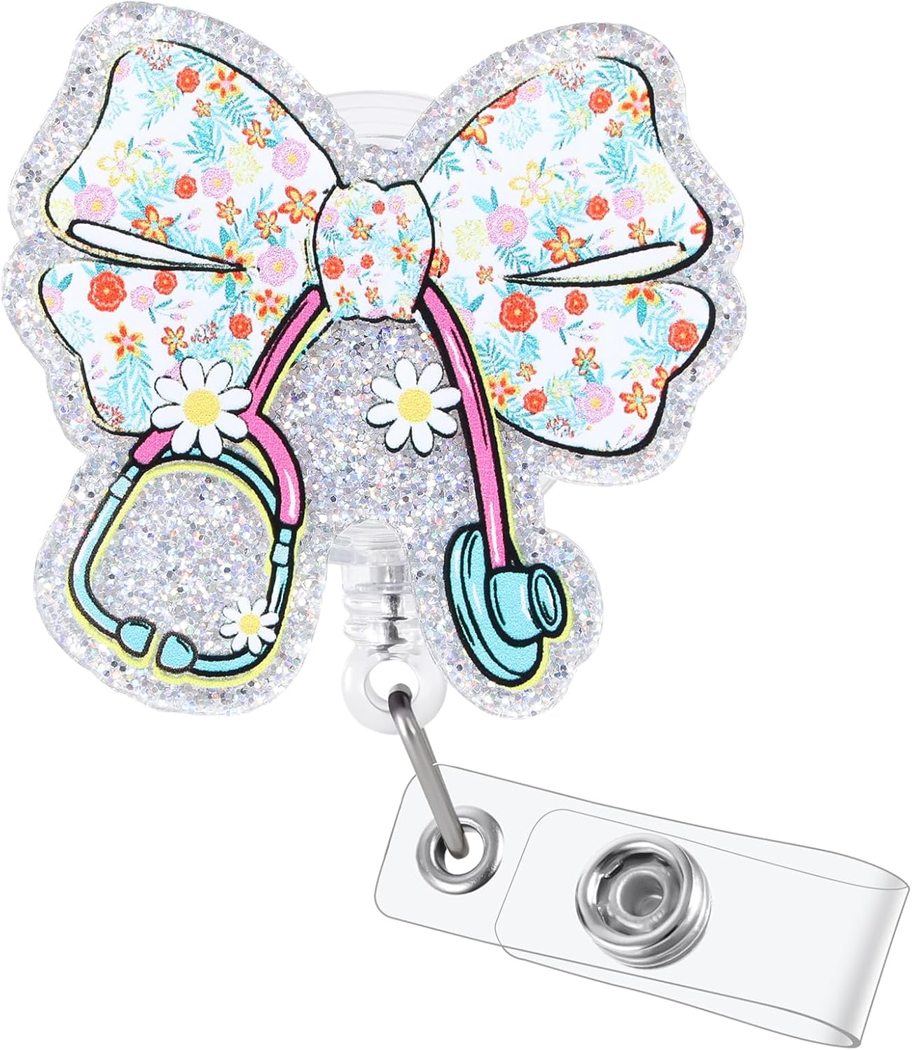Amazon.com : Cute Floral Bow Stethoscope Doctor Badge Reel | Funny ...