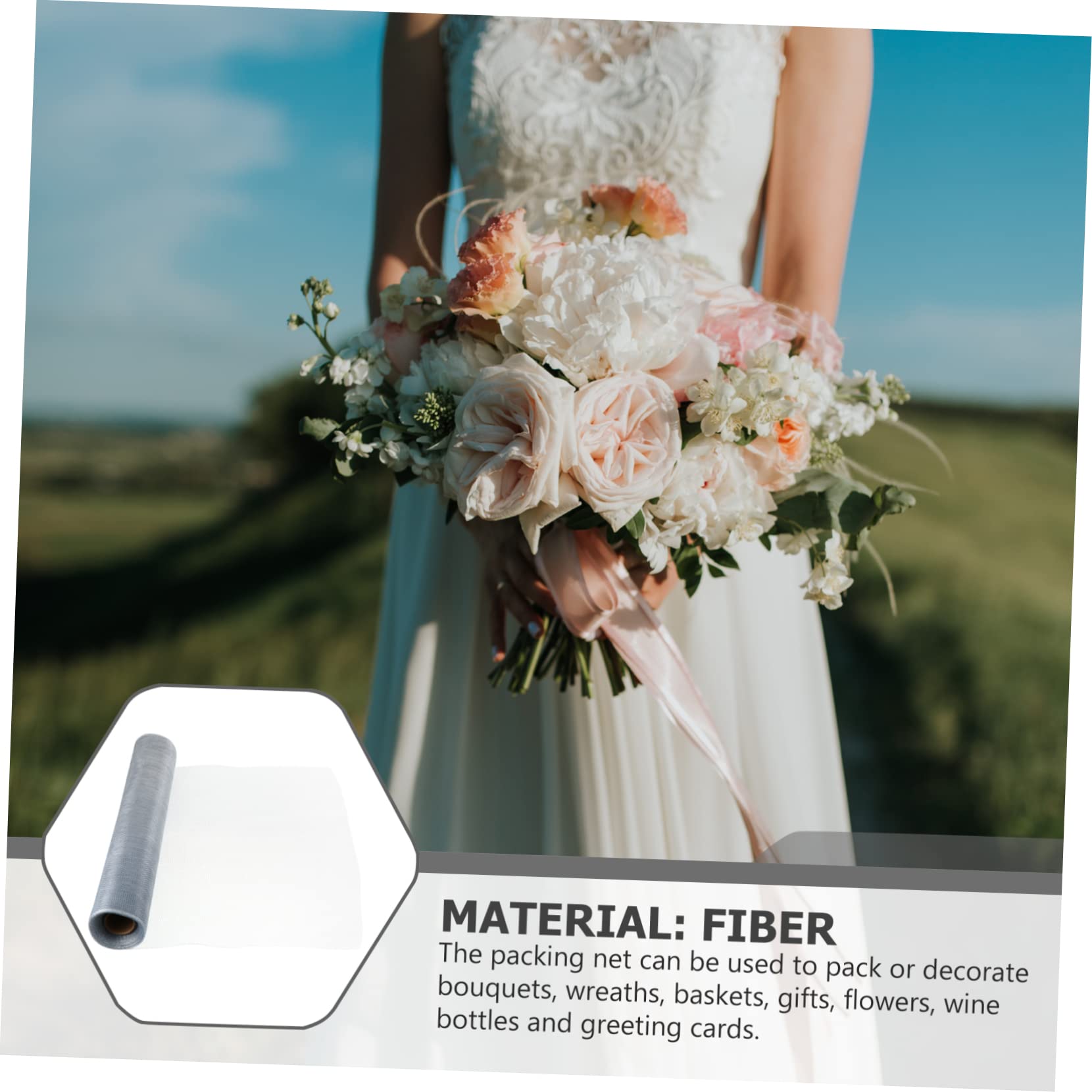 OKUMEYR 1Pc bouquet wrapping bouquet packaging net Wedding Lace ...