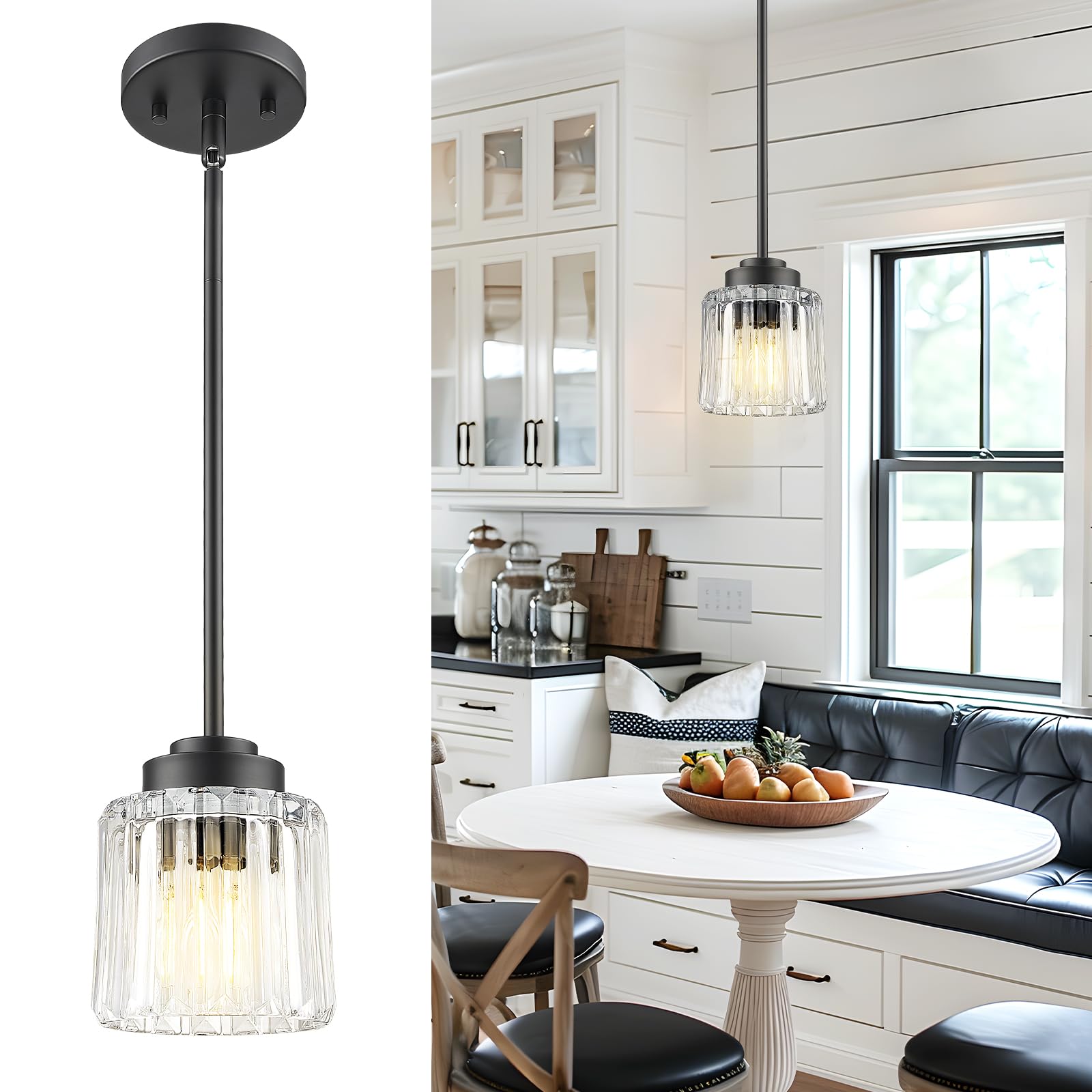Emliviar Industrial Rod Pendant Ceiling Light, 1-Light Hanging Pendant ...