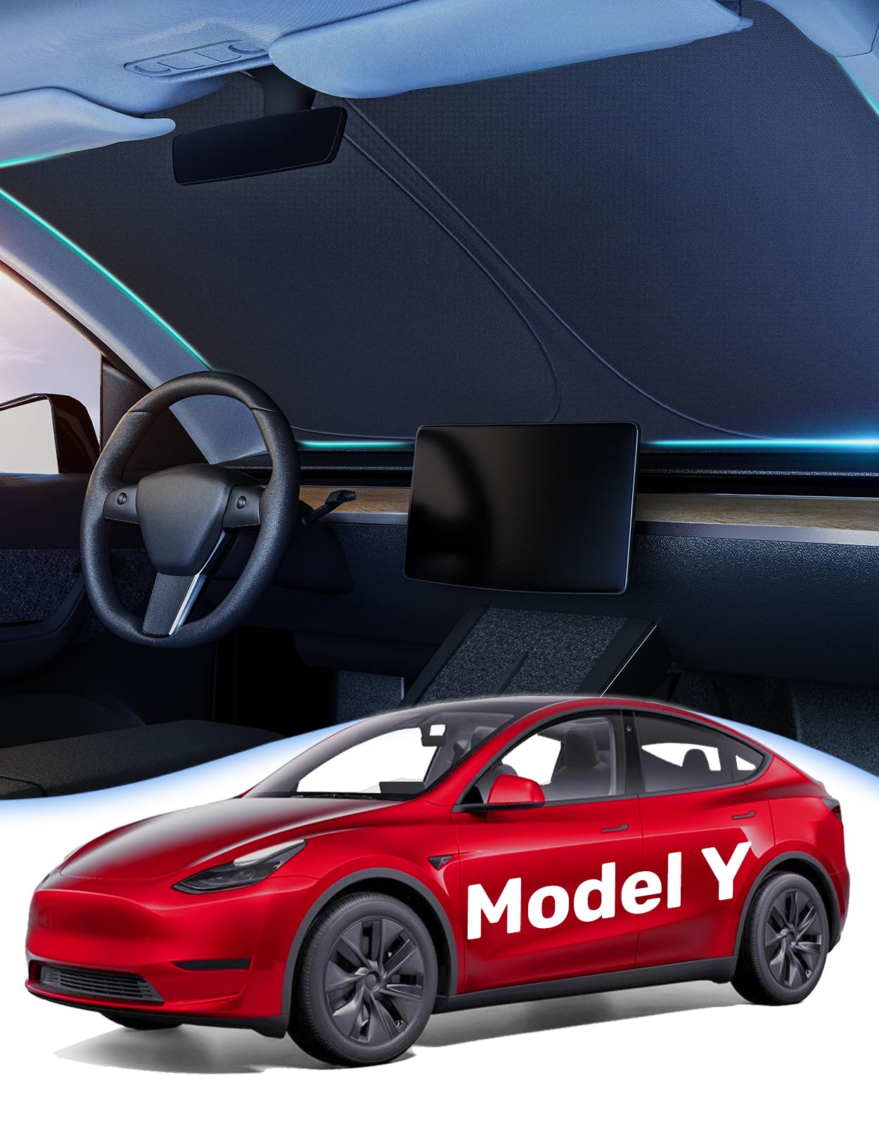 Zanch 2024 Upgraded Tesla Model Y Sunshade Windshield Accessories ...