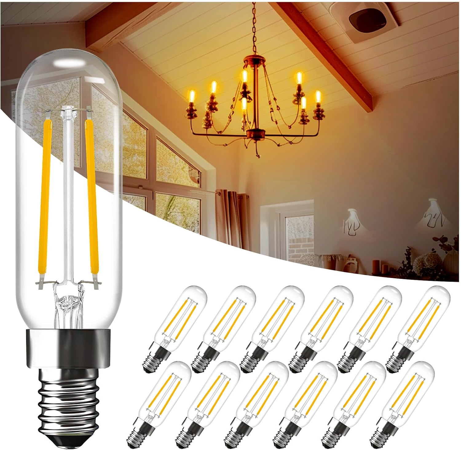 DAYBETTER 12Pack T6 Light Bulbs Dimmable Tubular LED Bulb 40 Watt ...