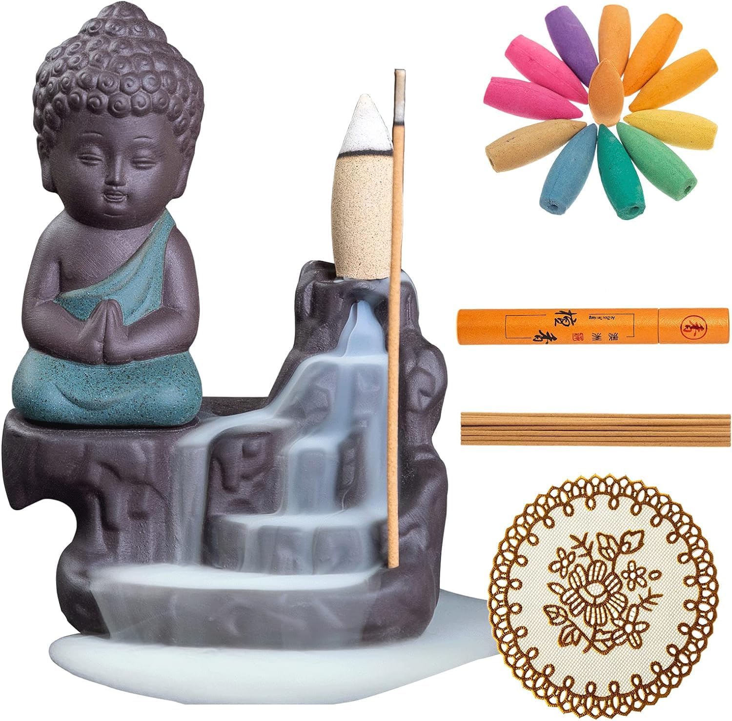 Amazon.com: Buddha Statue,Buda Statue,Cute Buddah Statue in Incense ...