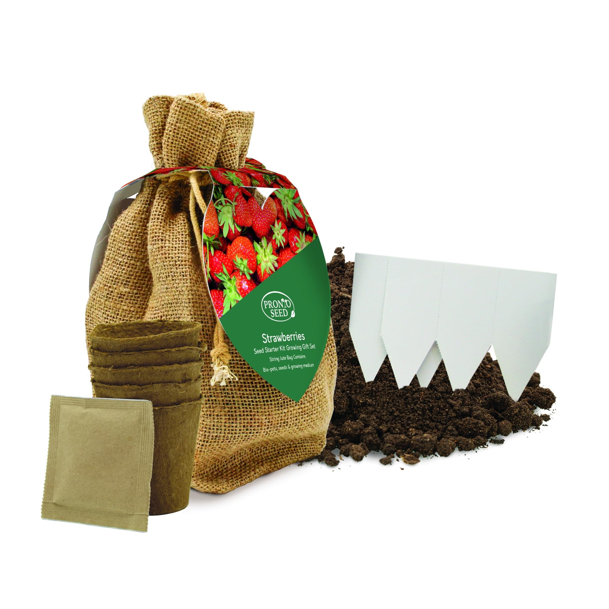 Pronto Seed Indoor Strawberry Growing Kit with Seeds & Jute Bag - Home ...