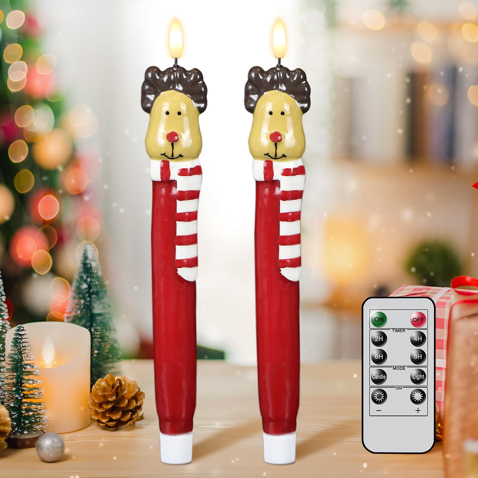 Amazon.com: Lasumora Christmas Flameless Taper Candles with Remote ...