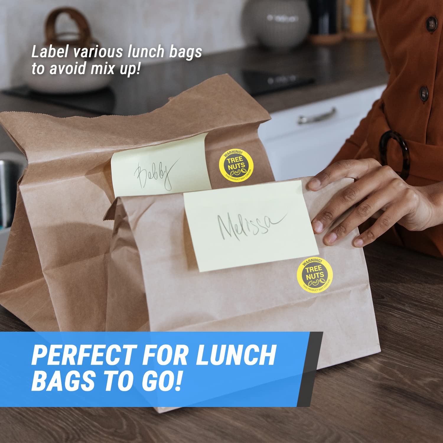 Snapklik.com : 300 Labels, 1 Roll - Tree Nuts Allergy Warning Stickers