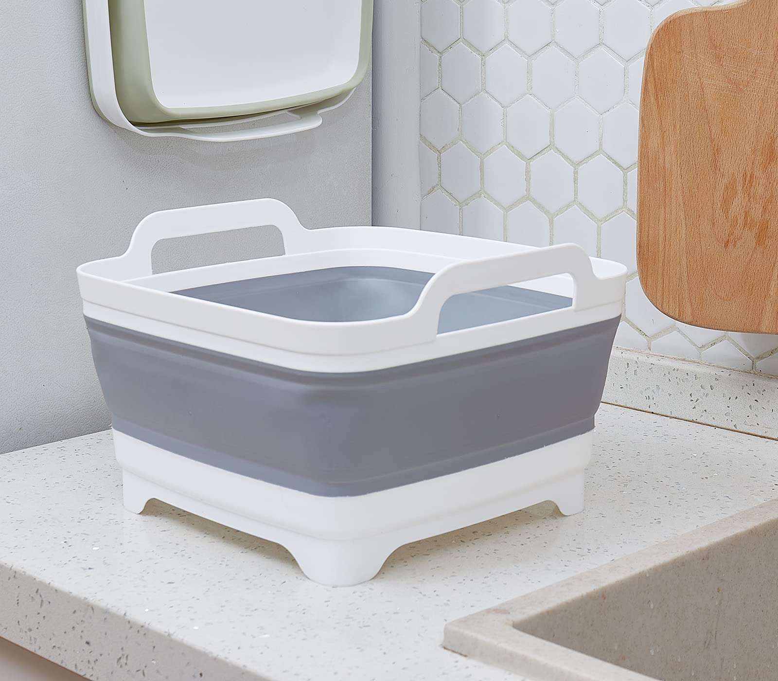 AAKitchen Collapsible Dish Basin with Drain Plug Carry Handles for 9L ...