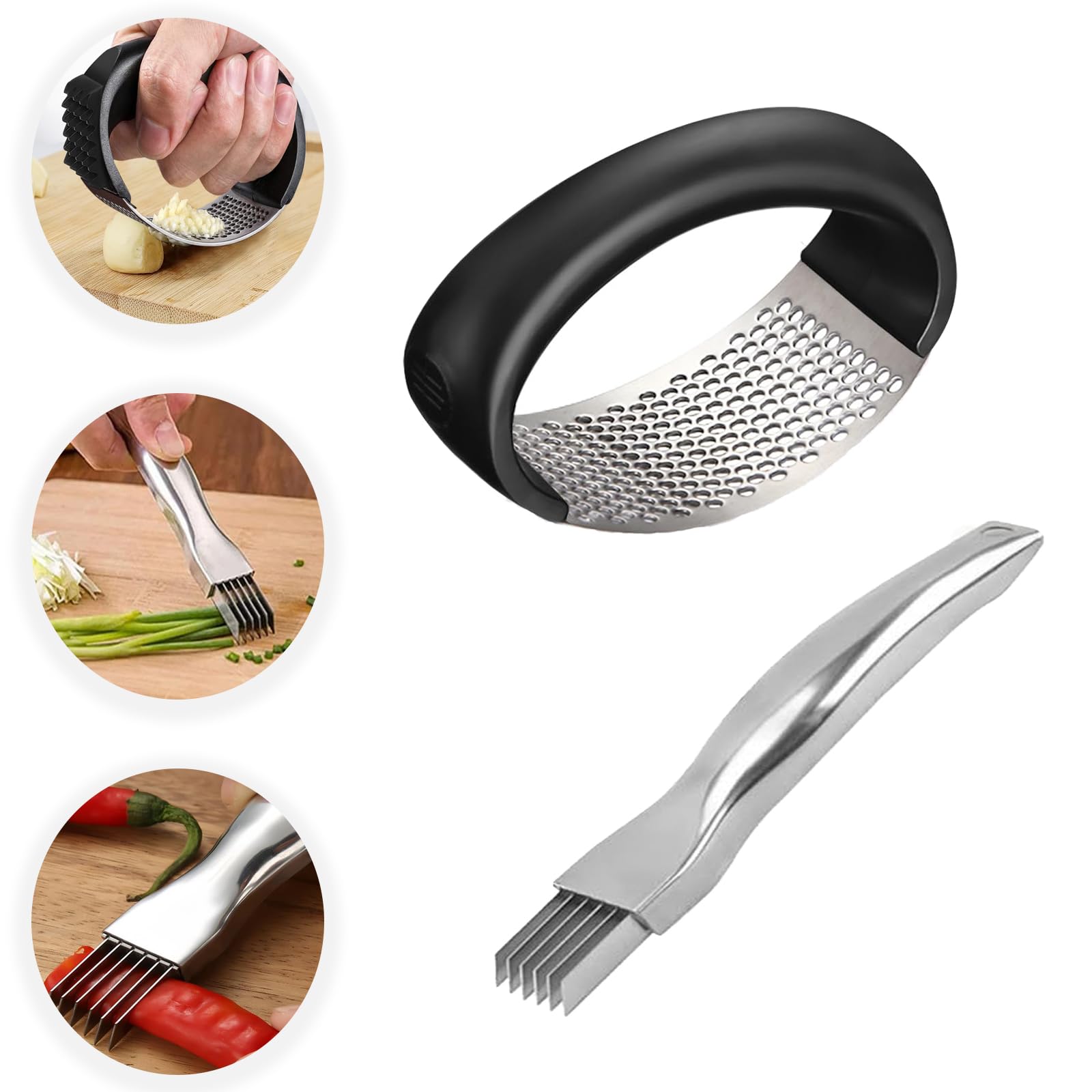 Amazon.com: Kitchen Gadgets Small Manual Garlic Press Stainless Steel ...