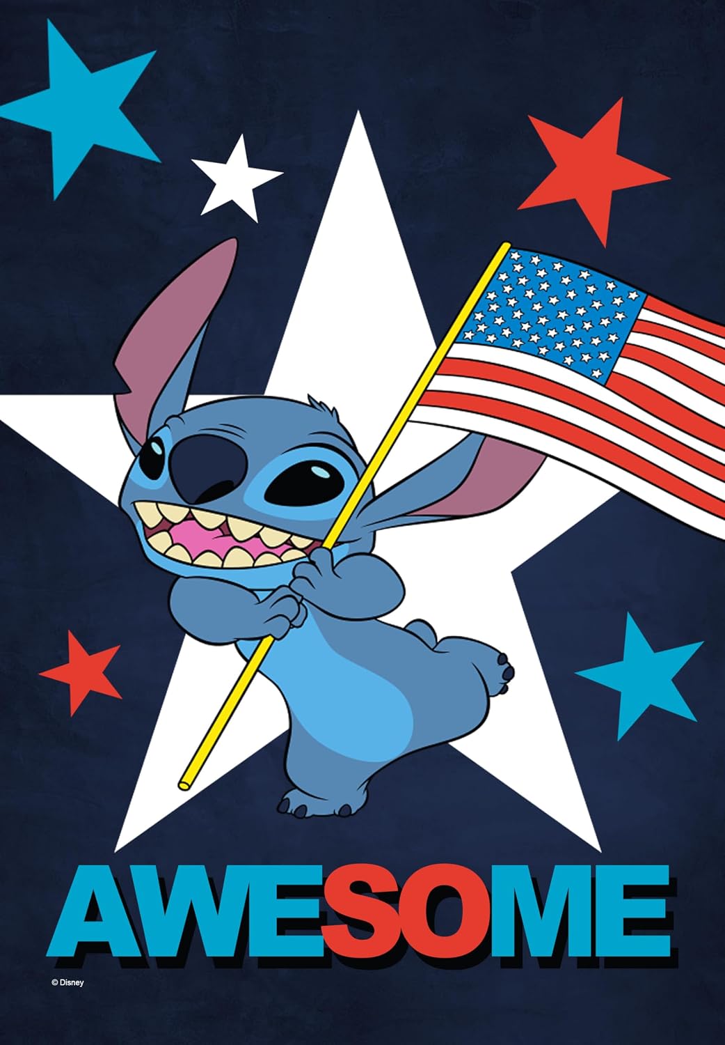 Amazon.com : BACKYARD GLORY Disney Stitch Patriotic Awesome House Flag ...