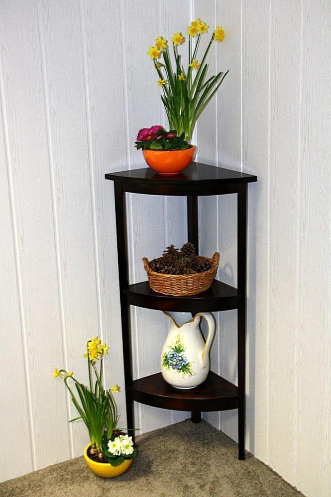 CASA Massivholz Pappel Eckregal nussbaumfarben 118 cm hoch Standregal ...