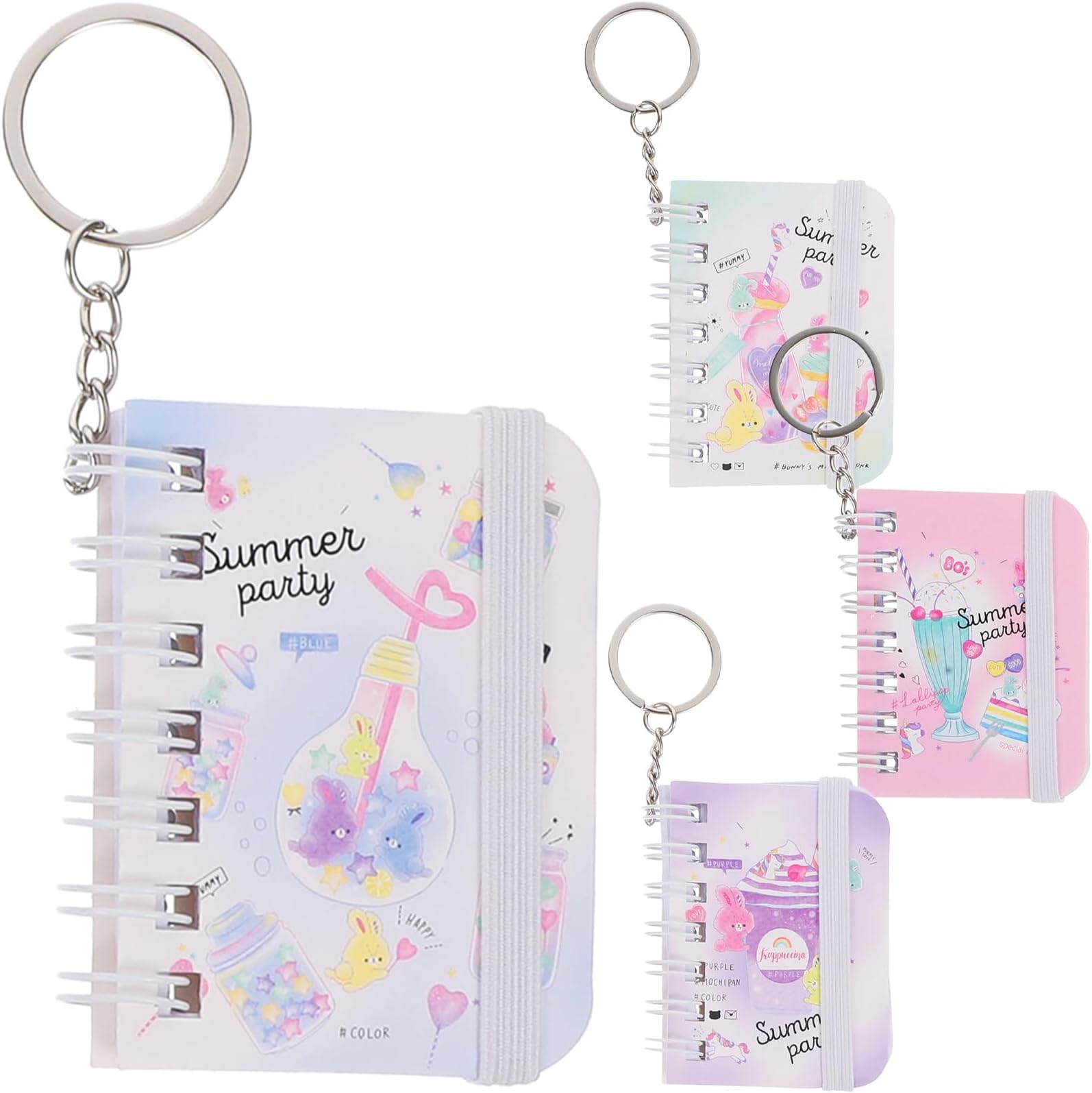 Amazon.com : VICASKY 4Pcs Mini Pocket Notebook with Keychain,Journal ...