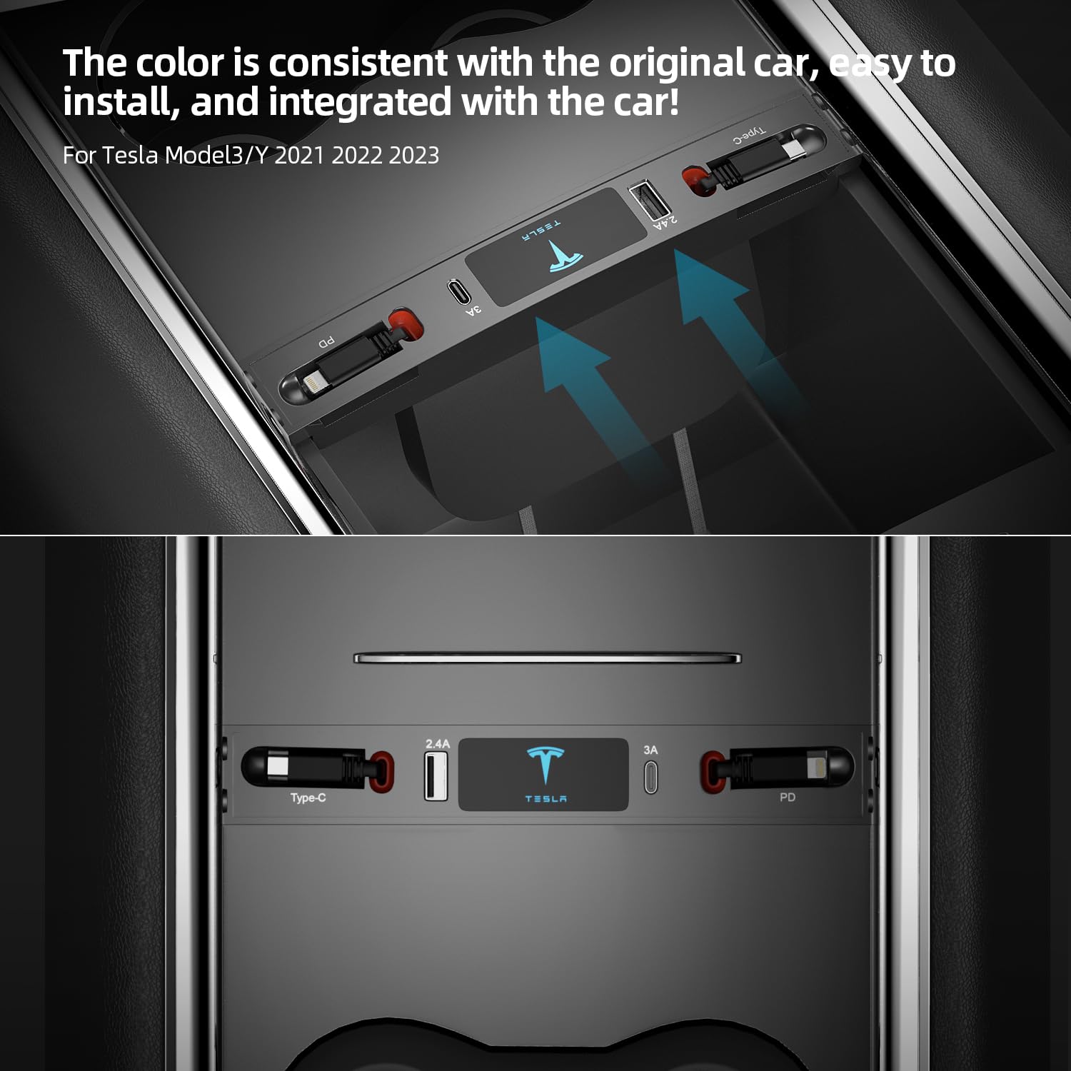 Snapklik.com : Cewpuno Tesla USB Hub For 2021 2022 2023 Tesla Model 3 ...