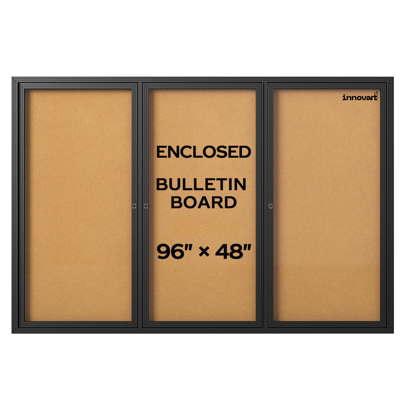 Amazon.com : INNOVART Enclosed Bulletin Board 96”x48”, Lockable Cork ...