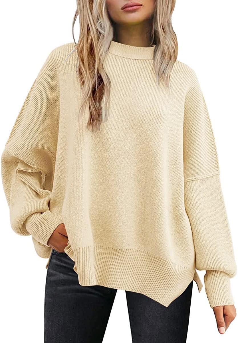 EFAN Women's Oversized Sweaters 2024 Fall Crewneck Batwing Sleeve ...