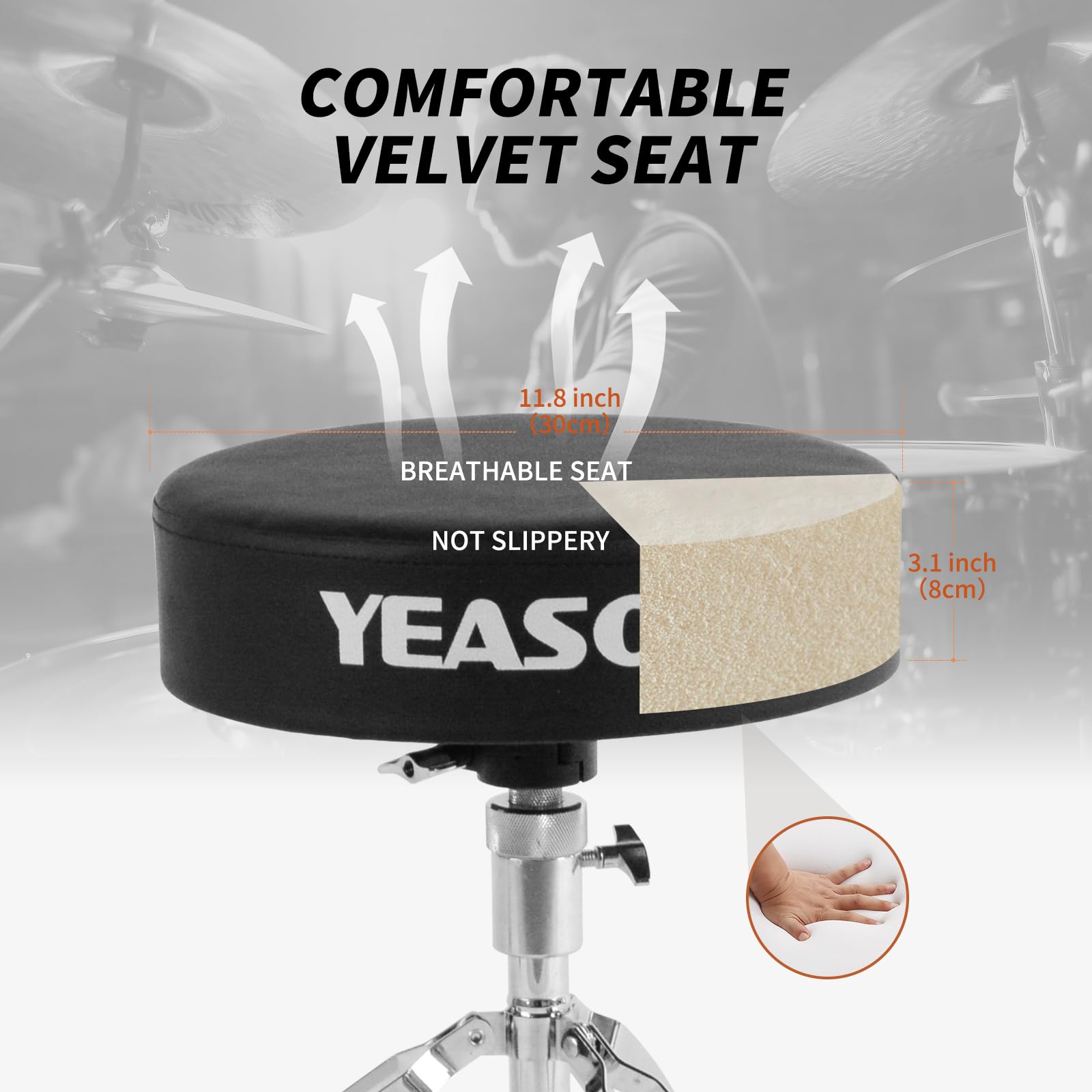 Snapklik.com : Yeasoul Drum Throne Seat,Padded Drum Chair,Height ...