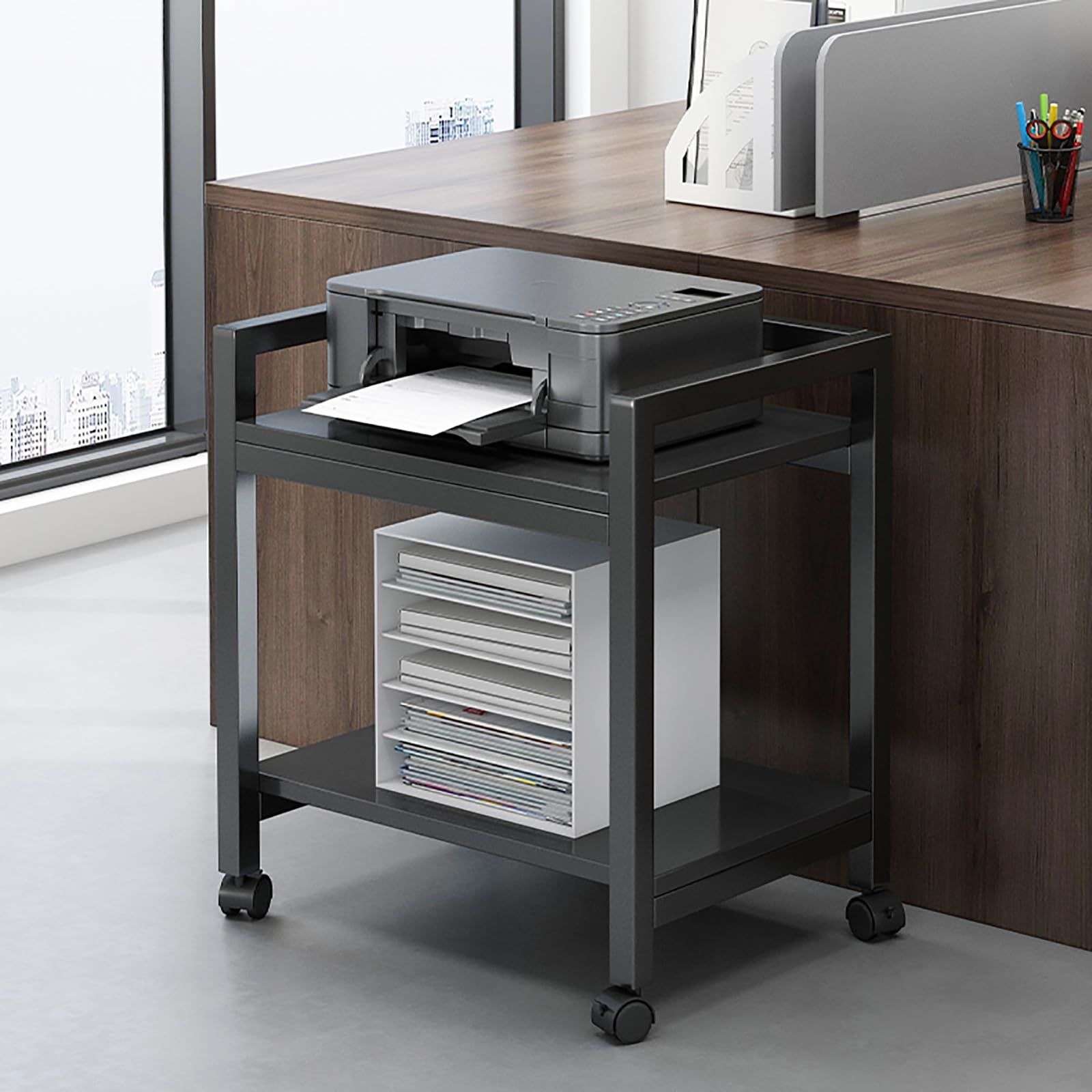 Amazon.com: oocco Movable 2-Tier Home Stereo Racks and Stands on Wheels ...