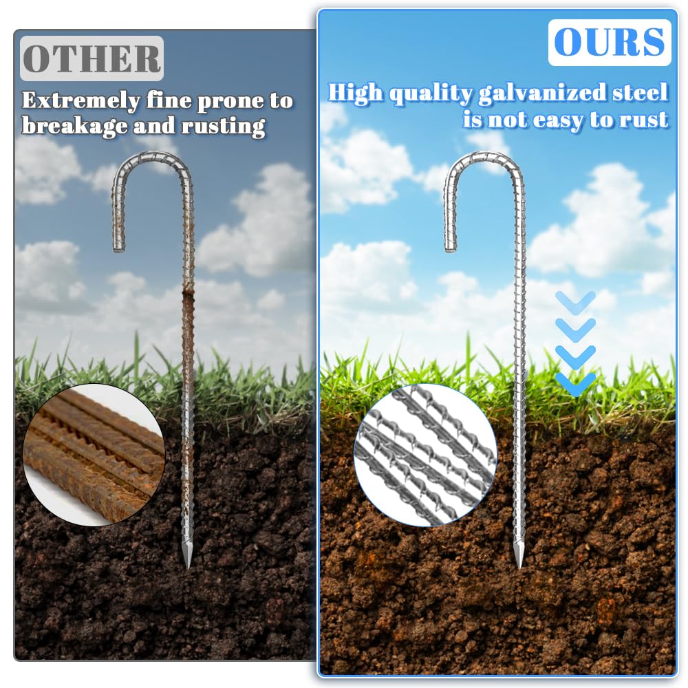 Snapklik.com : 16 Inch J Hook Rebar Stakes, 14 Pack Chain Link Fence ...