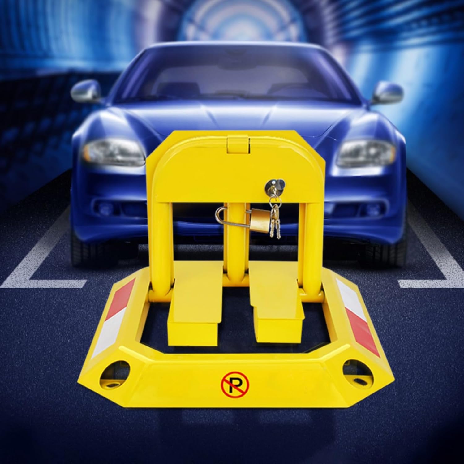 Lockable Parking Space Blocker, Fold Down Parking Lot Barrier Screw ...