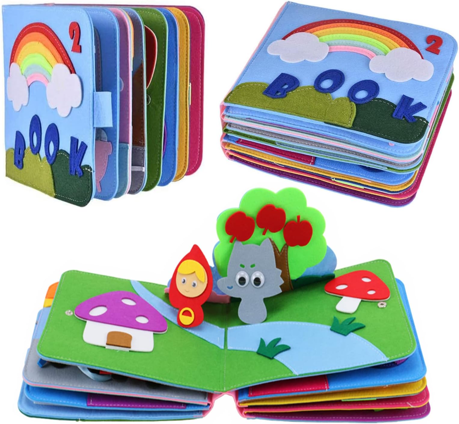 Quiet Book for Kids-3D Busy Book Felt Board for Toddlers 16 Themes ...