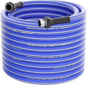 Amazon.com: Garden Hose 100FT x 5/8", Heavy Duty Water Hose, Flexible ...
