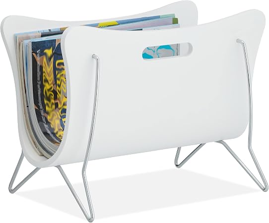 Relaxdays Newspaper Stand, Magazine Holder, Steel, Metal Frame ...