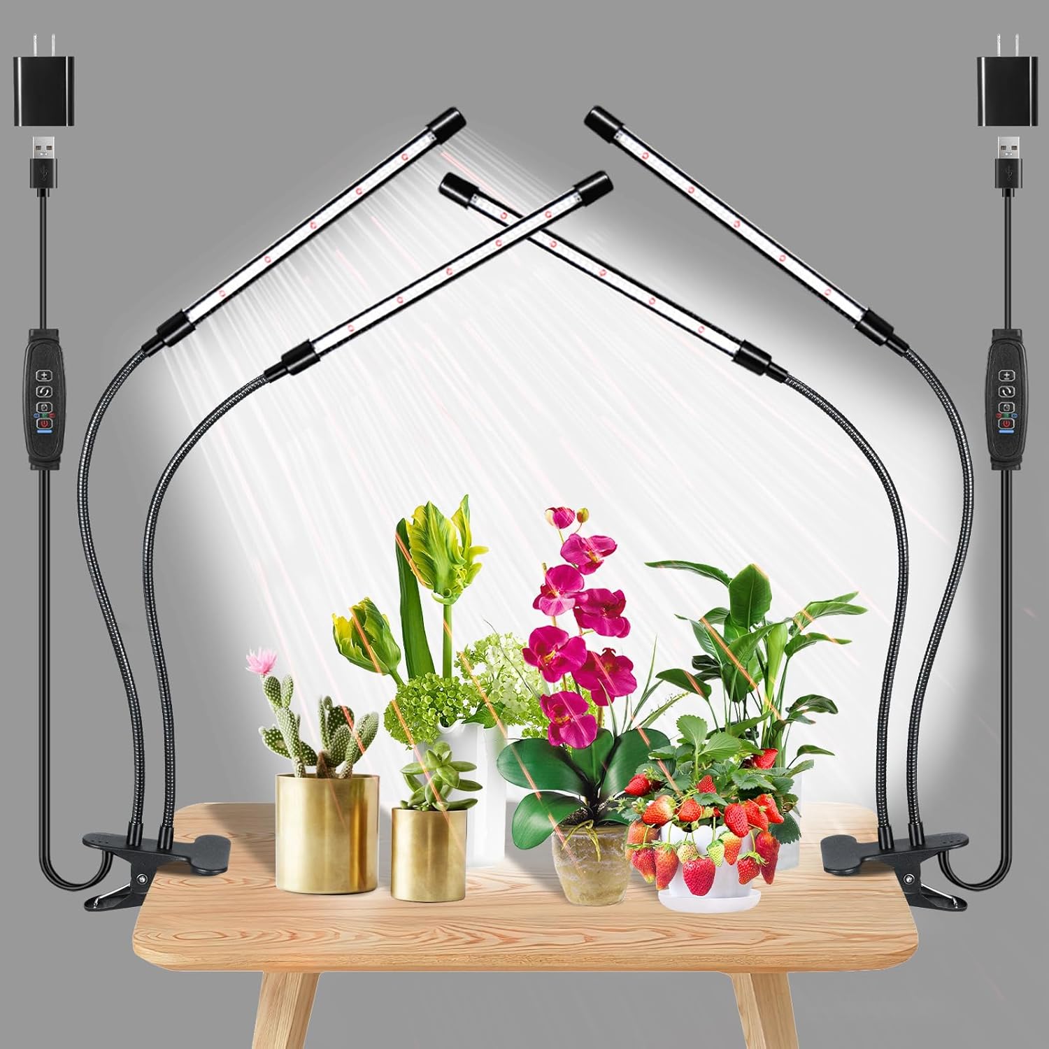 Full Spectrum Plant Growing Lamps 2 Pack, 168 LEDs Clip Lights, White ...