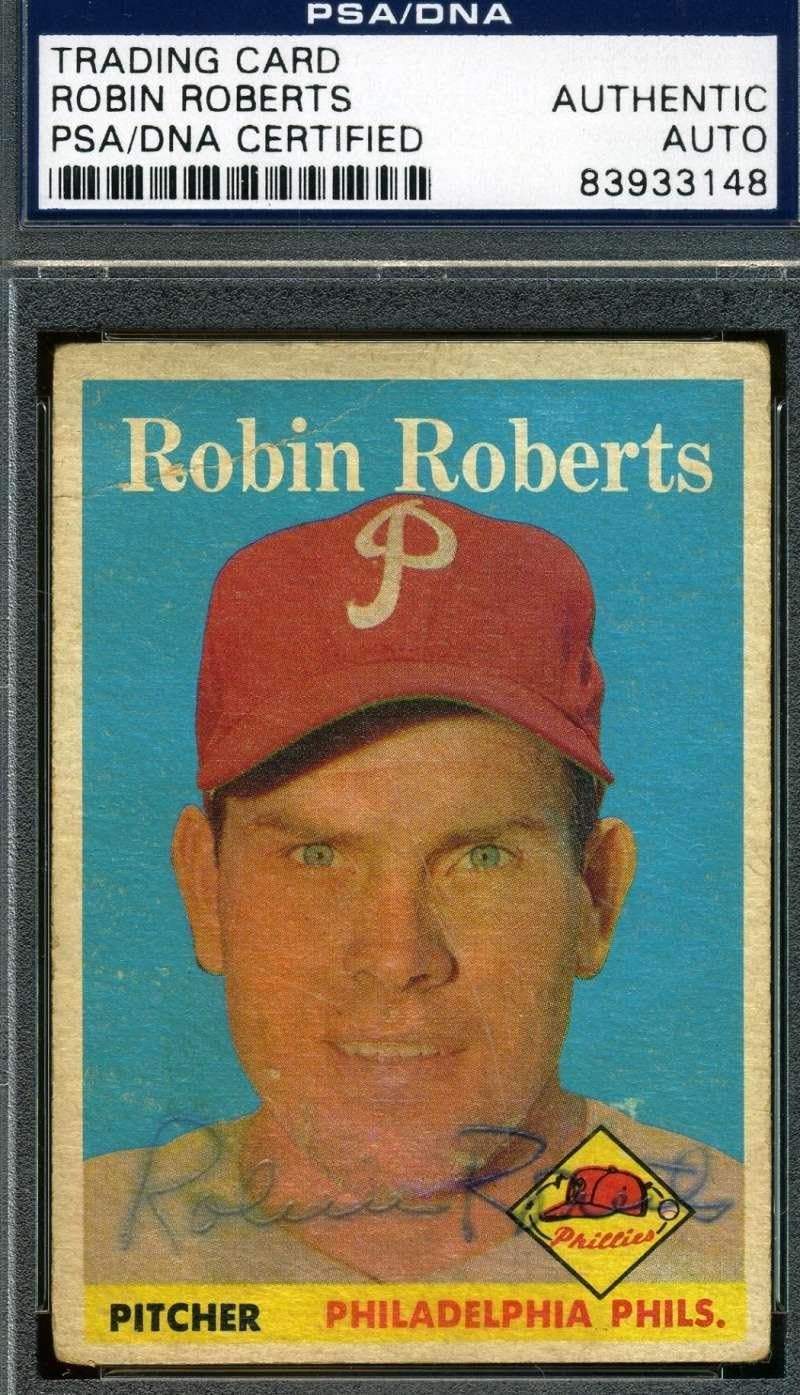 Robin Roberts Topps 1958 Psa/dna Coa Signed Original Authentic ...