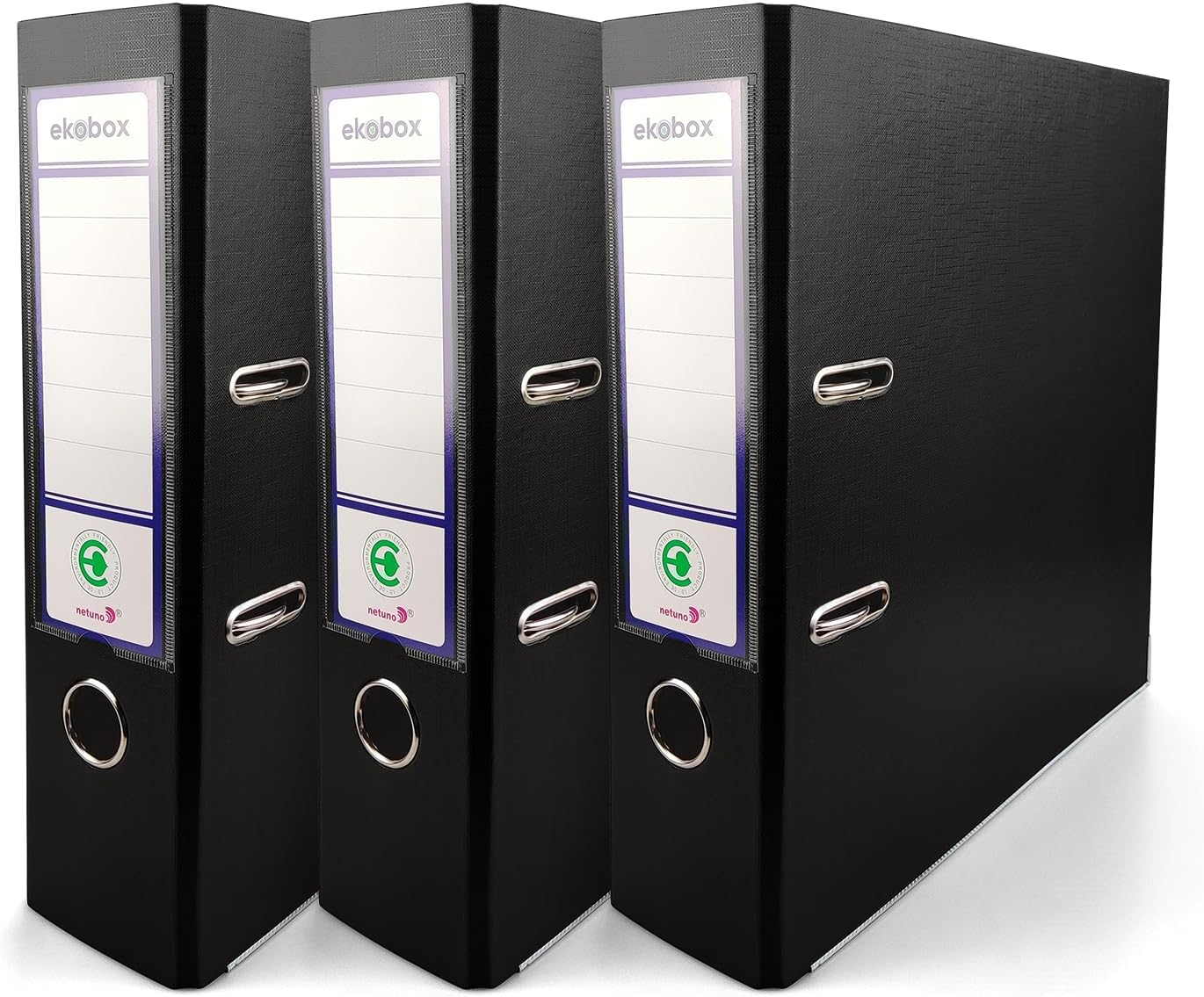 Netuno 3X Folder Lever Arch Folder Black 2-Ring Binder Ekobox Folder ...