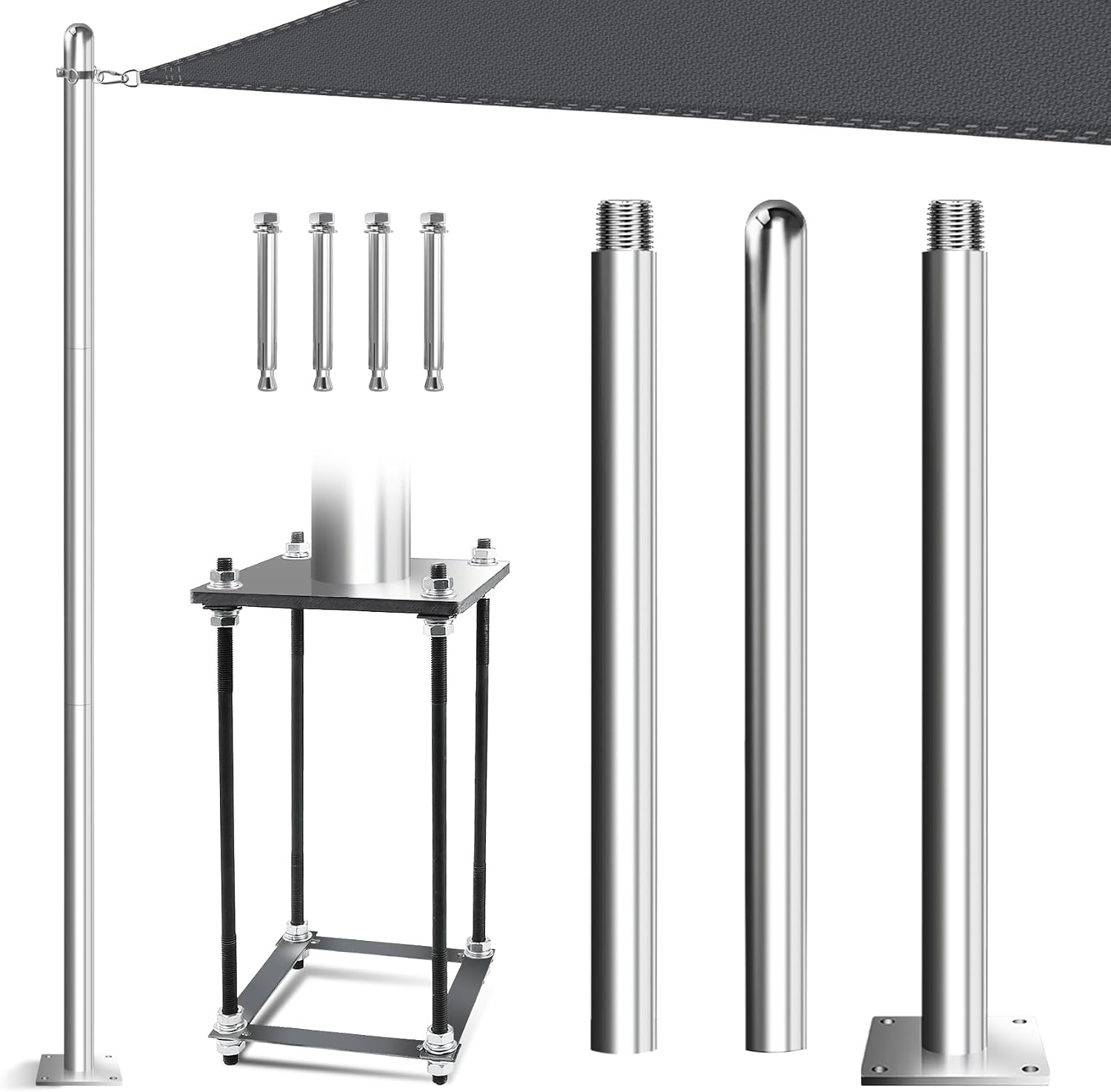 Amazon.com: 12ft Heavy-Duty Stainless Steel Pole, Sun Shade Sail Post ...