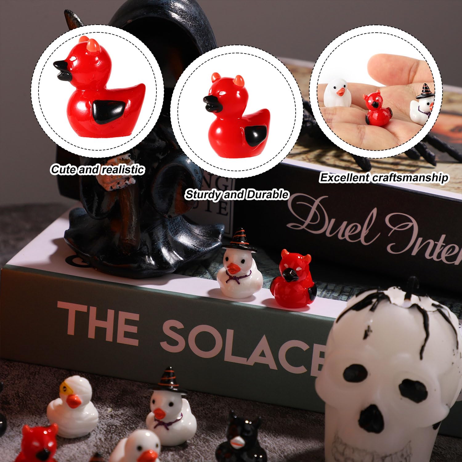 100pcs Mini Resin Ducks, 5 Styles Halloween Tiny Ducks Funny Miniature ...
