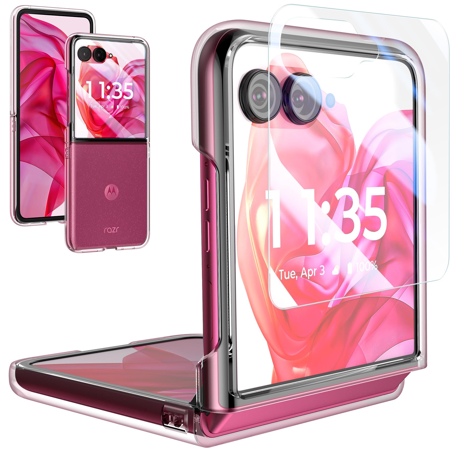 Foluu for Motorola Razr 50 Ultra Clear Case with Front Built-in Screen ...