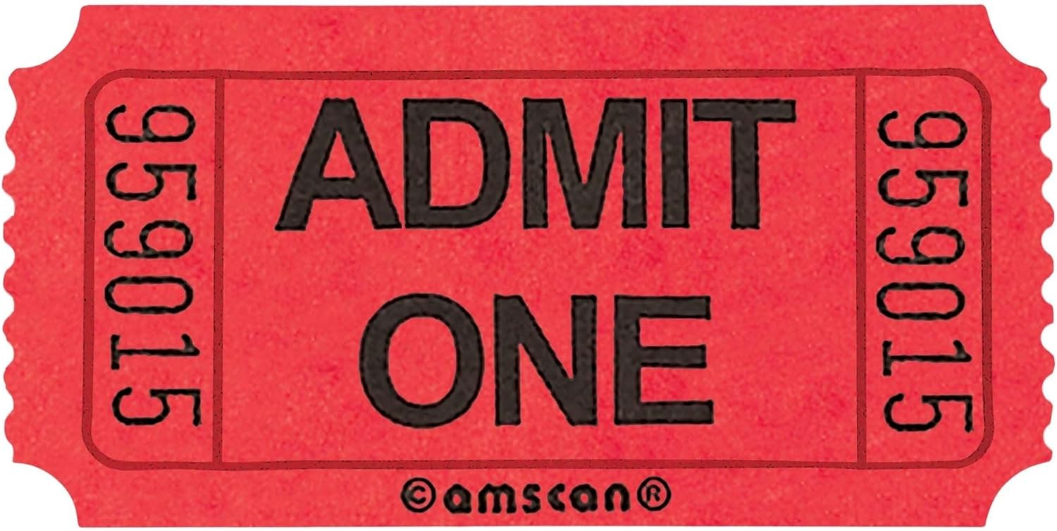 Amazon.com: Amscan 341314 Fun-Filled Admit One Red Ticket Roll, 1" x 2 ...
