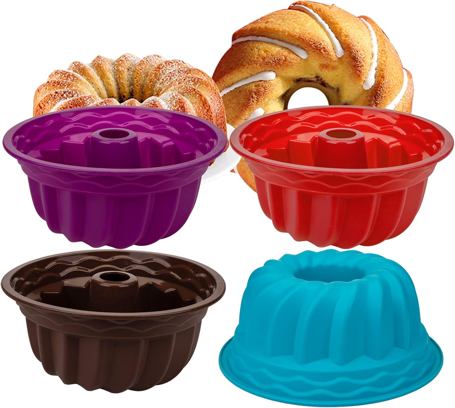 Amazon.com: Nicunom 4 Pack Silicone Baking Molds, 9" Silicone Cake Pan ...