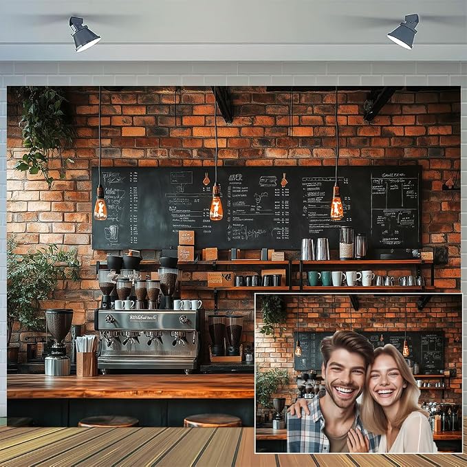 Amazon.com : 7X5ft Coffee Shop Party Backdrop Photography Background ...