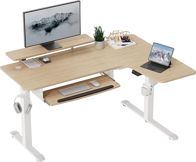 EUREKA ERGONOMIC L Shaped Standing Desk with Keyboard Tray, 155×110cm ...